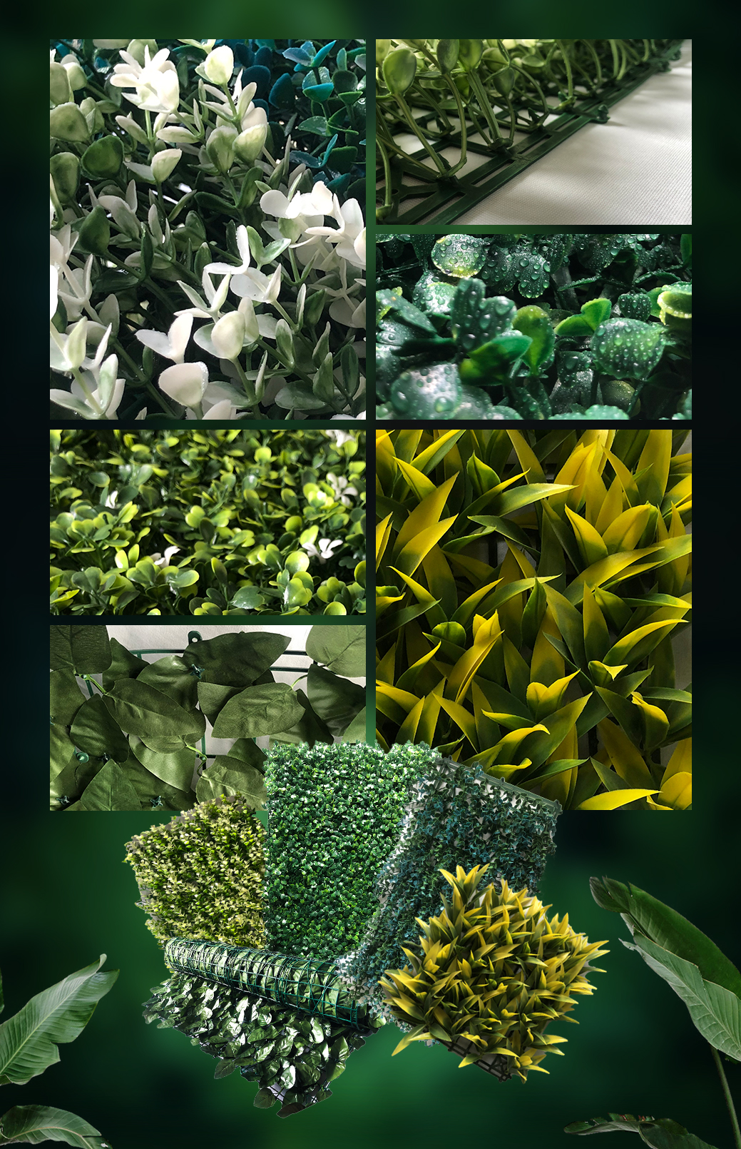 Custom Artificial Faux Ivy Leaf Decorative Fence Screen Green Faux ...